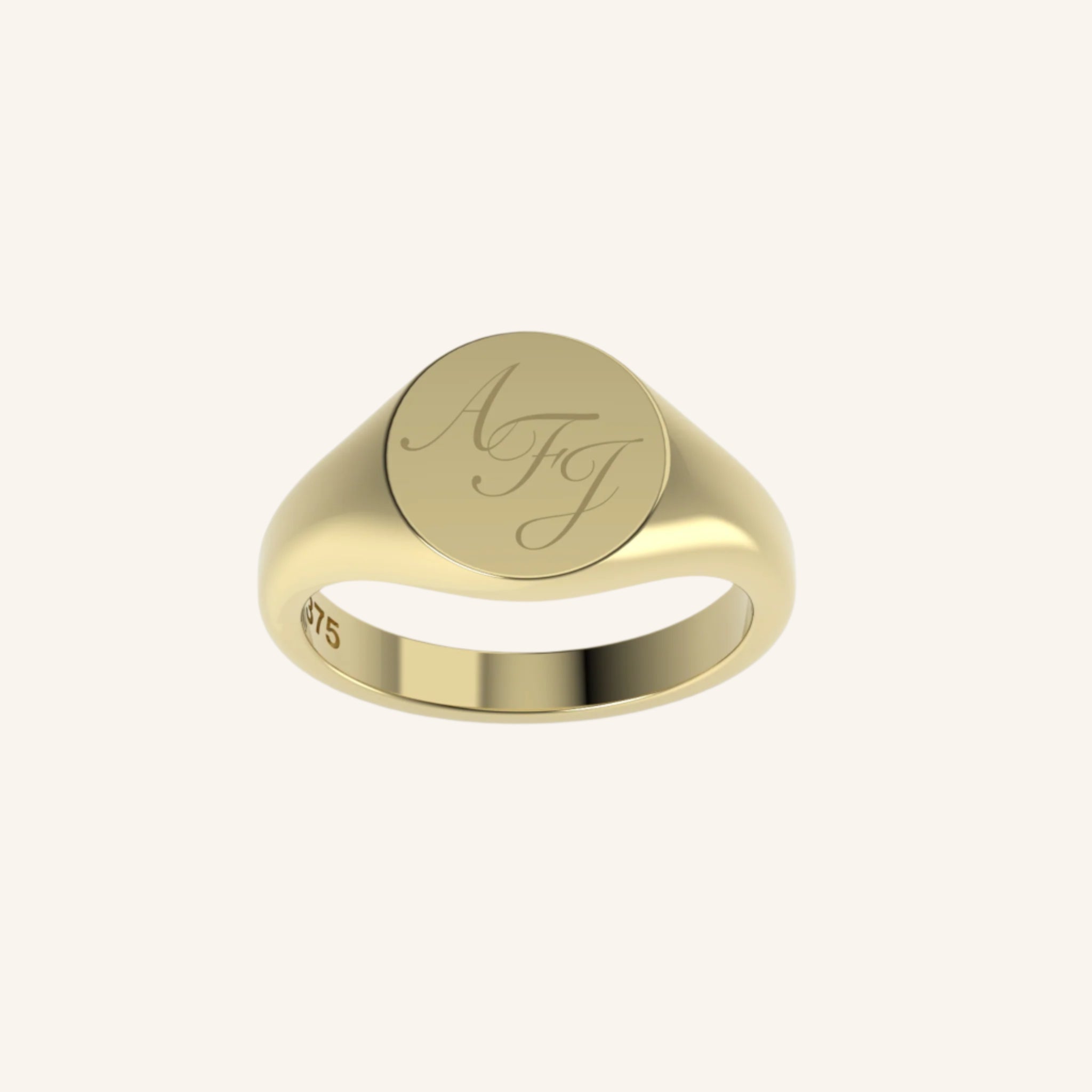 Gold Round Mini Pinky Signet With Engraving – Alexandra Finch Jewellery